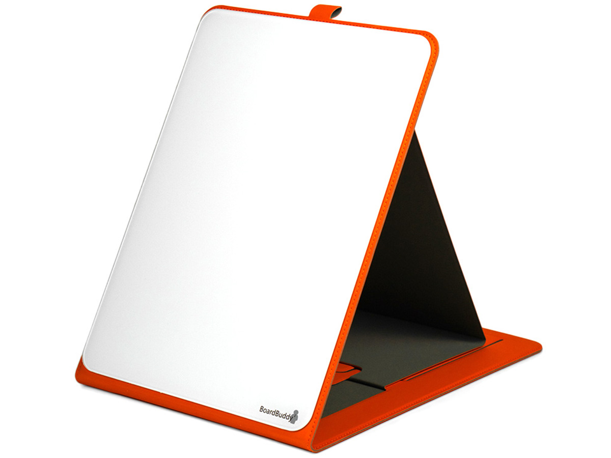 Portable Whiteboard With Dry Erase Glass Surface & Leather Cover Stand