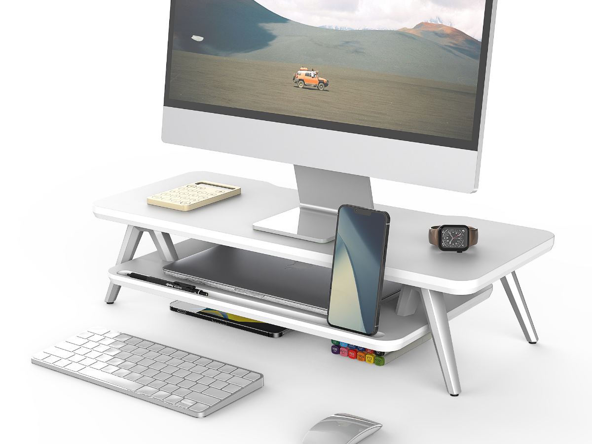 Fenge Monitor Stand, 23.6 Inch 2 Tiers Monitor Stands Riser