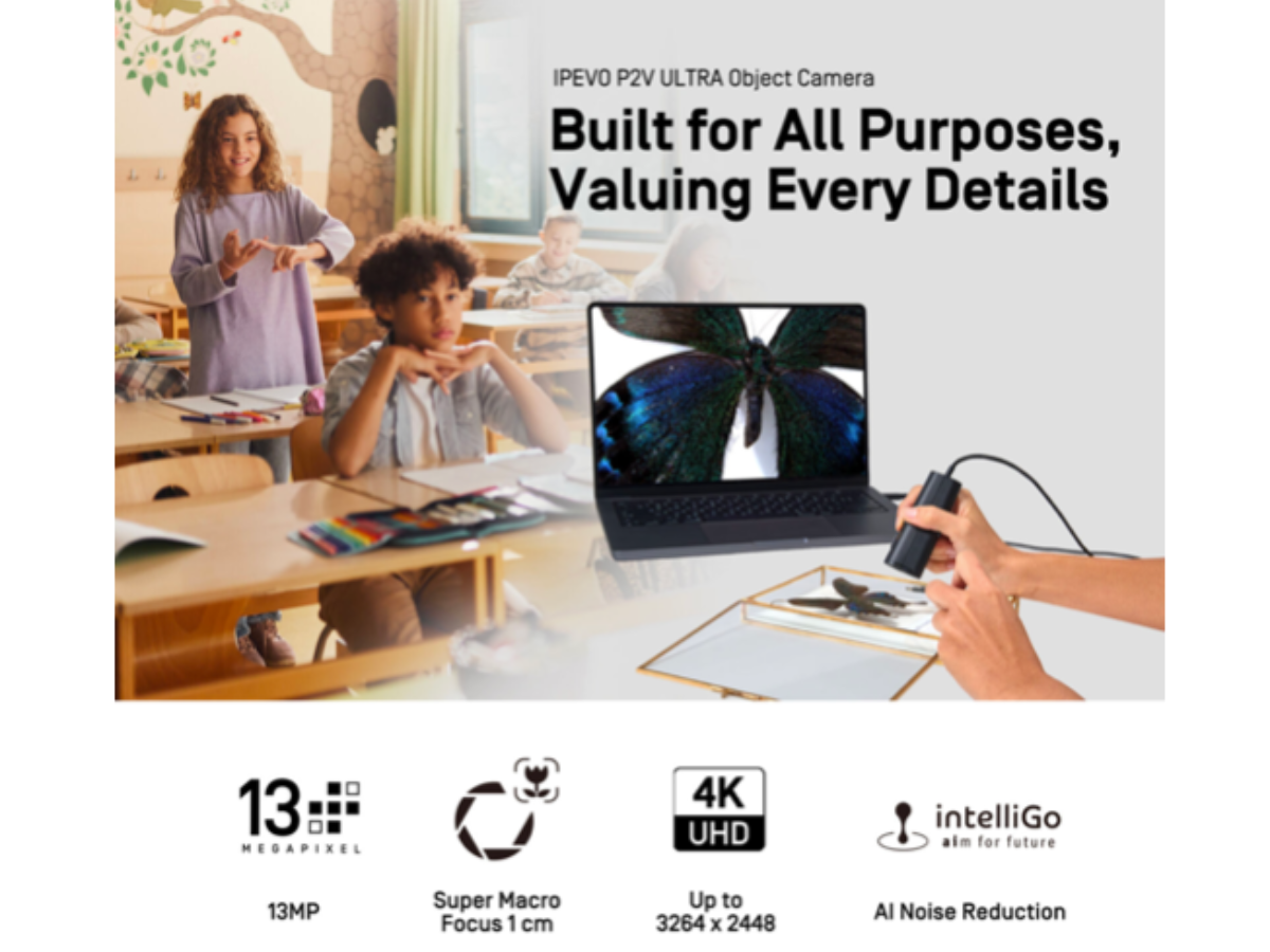 IPEVO P2V ULTRA 4K/13MP Object Camera with Camera Clip