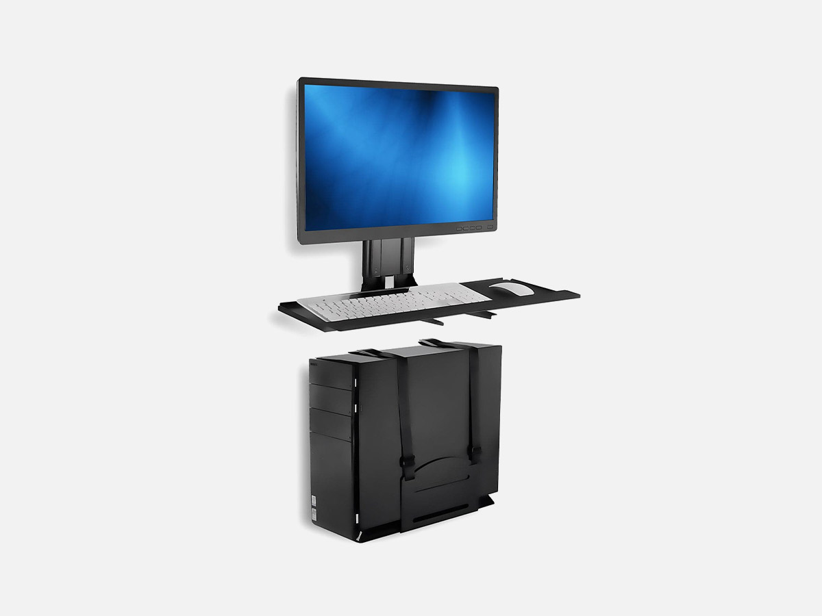 Mount-It! Monitor and Keyboard Wall Mount with CPU Holder