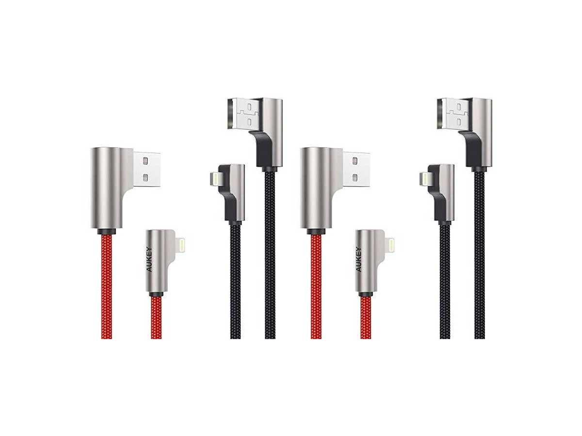 4-Pack or 8-Pack Lightning to USB-A Right Angle Fast Charging Cables