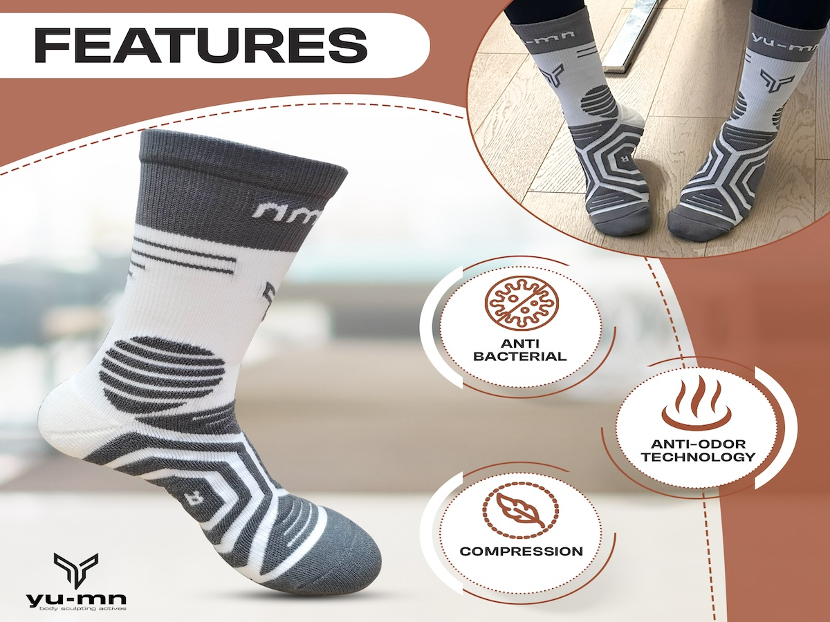YU-MN SMART SOCKS - 2 PAIRS ANTIBACTERIAL COMPRESSION SOCKS