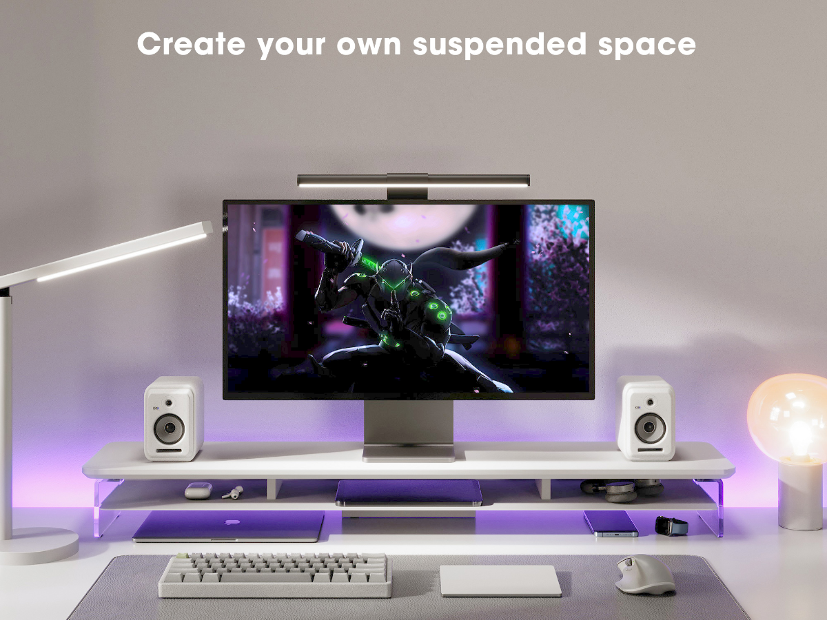 FENGE Acrylic Monitor Stand Riser with metal storage