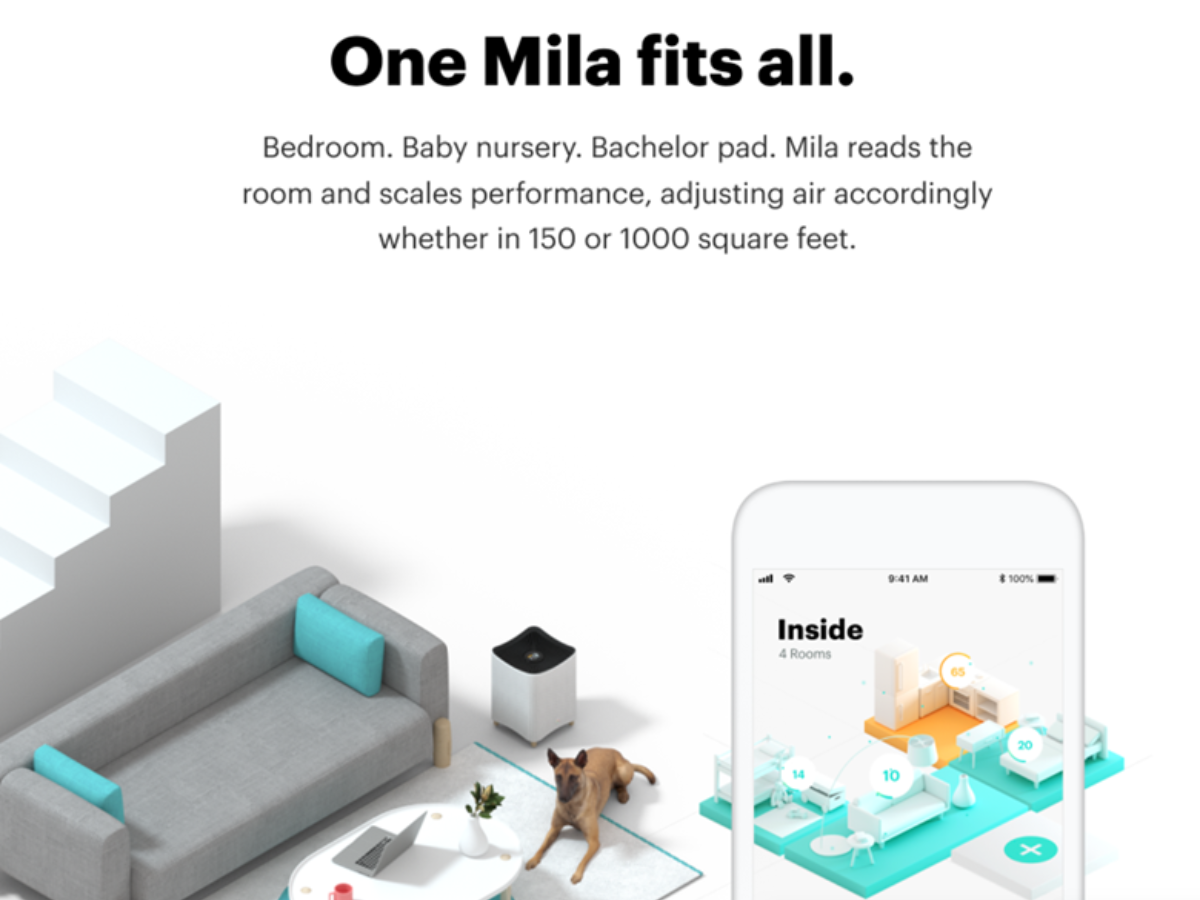 Mila Air Purifier, Overreactor Filter for VOC & Particles, HEPA 9.997%