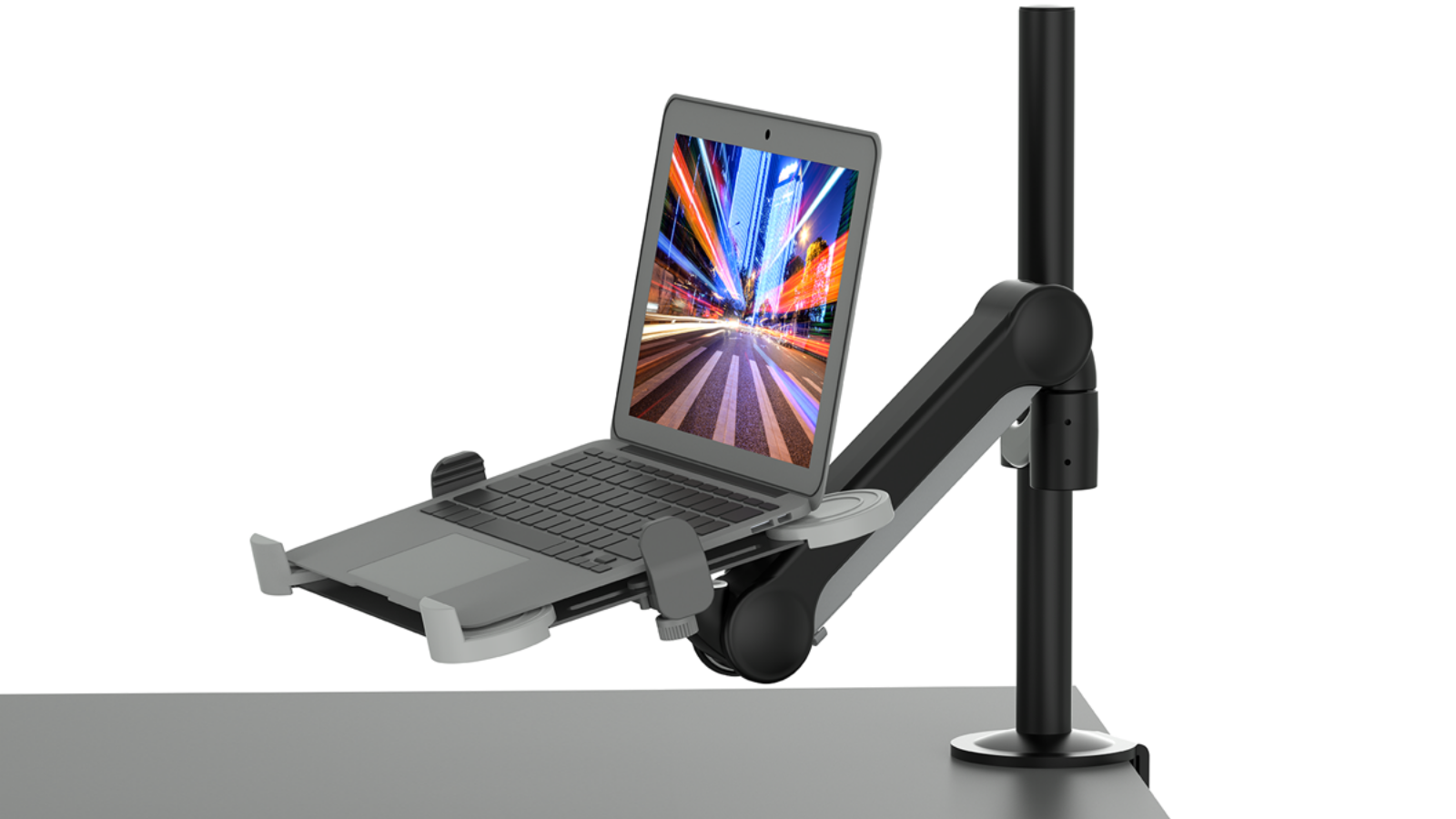 Height adjustable laptop pole mount
