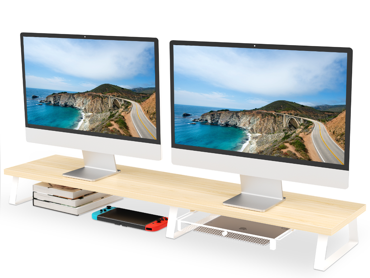 AOTHIA Large Dual Monitor Stand Riser with Drawer