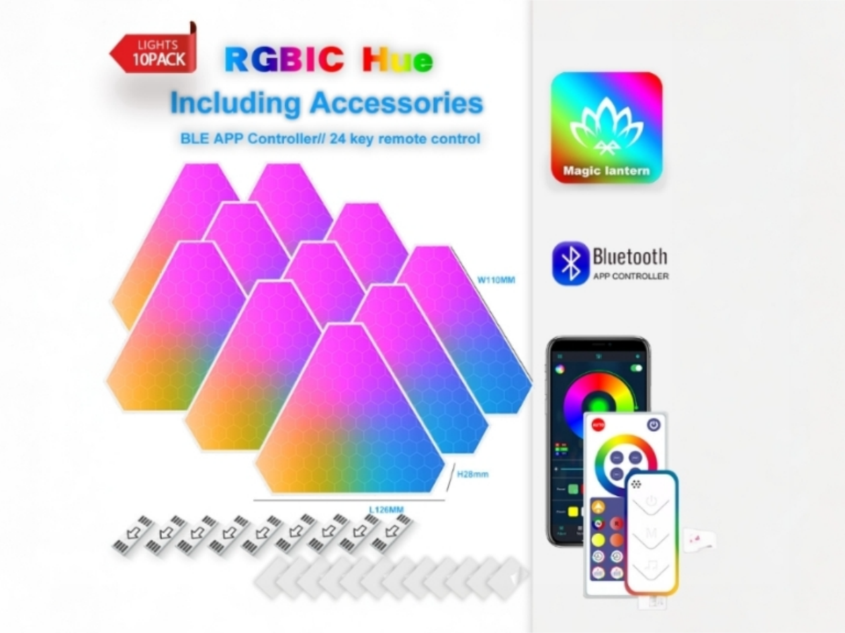 Smart Light Panels (10 Pack) - Vibrant RGBIC Fantasy Lighting!