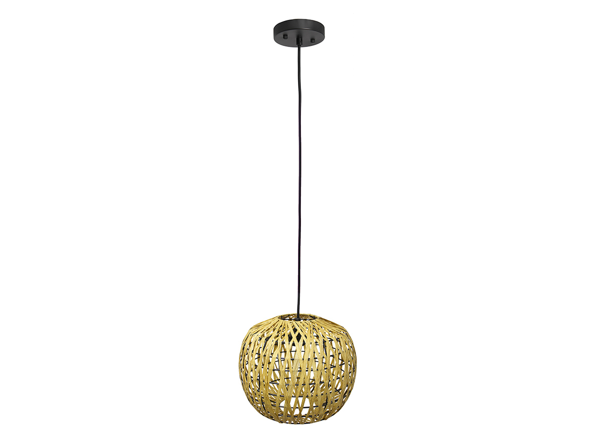 1-Light 11.38" Bohemian Farmhouse Coastal Woven Paper Shade Pendant