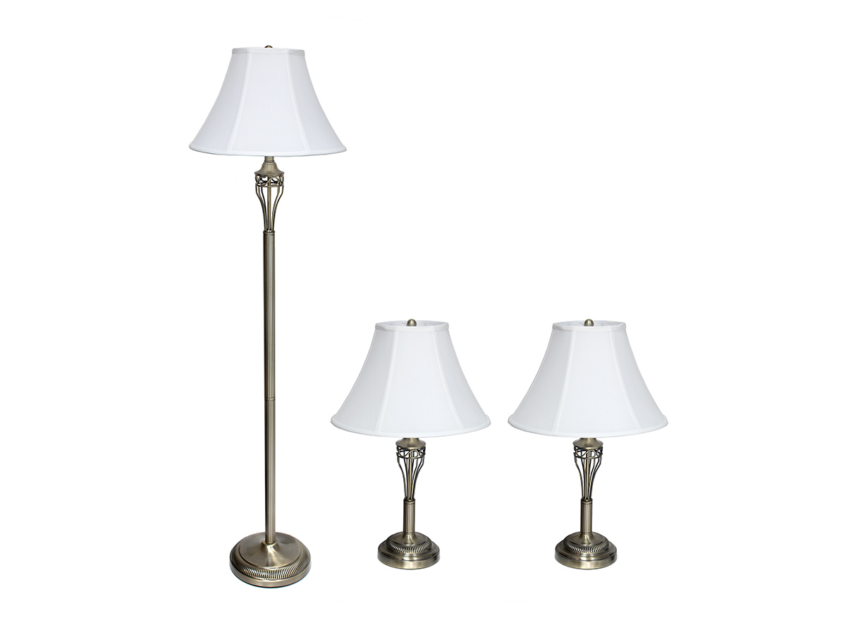 Perennial Roma Classic 3 Piece Metal Lamp Set