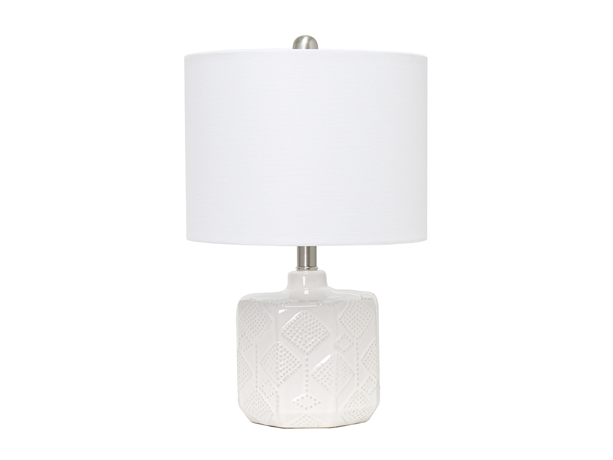 19" Bohemian Ceramic Eyelet Pattern Floral Textured Bedside Table Lamp