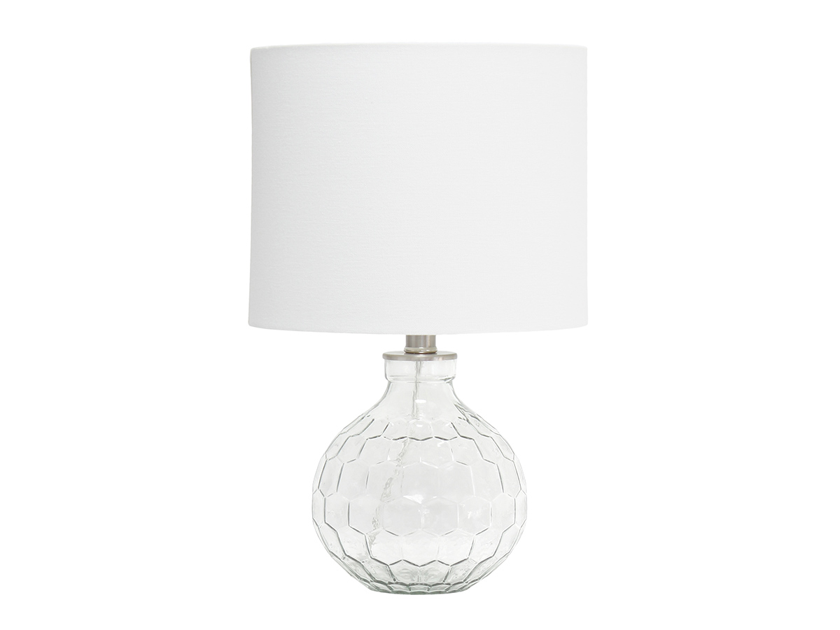 17.75" Engraved Honeycomb Glass Table Lamp