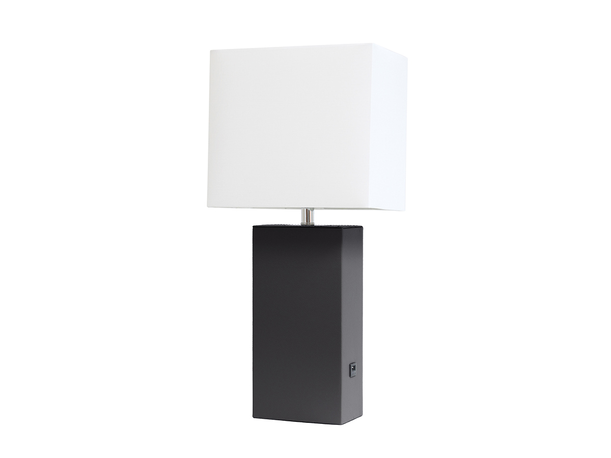 Lexington 21" Leather Base Table Lamp with USB Charging Port