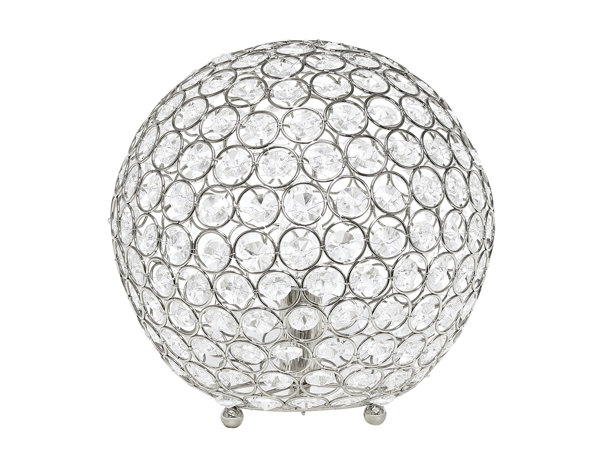 Elipse Medium 10" Metal Crystal Round Sphere Glamourous Orb Table Lamp