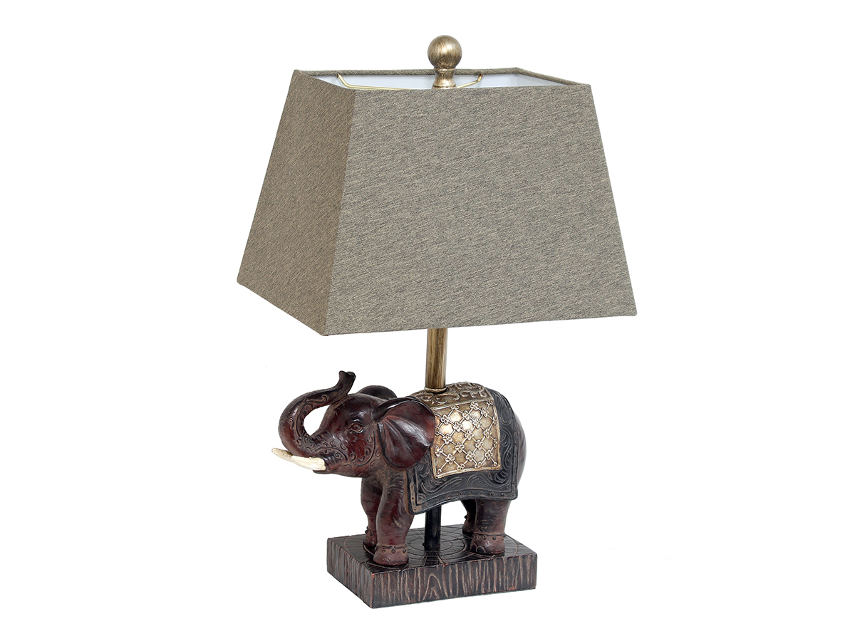 Elephant Table Lamp with Fabric Shade