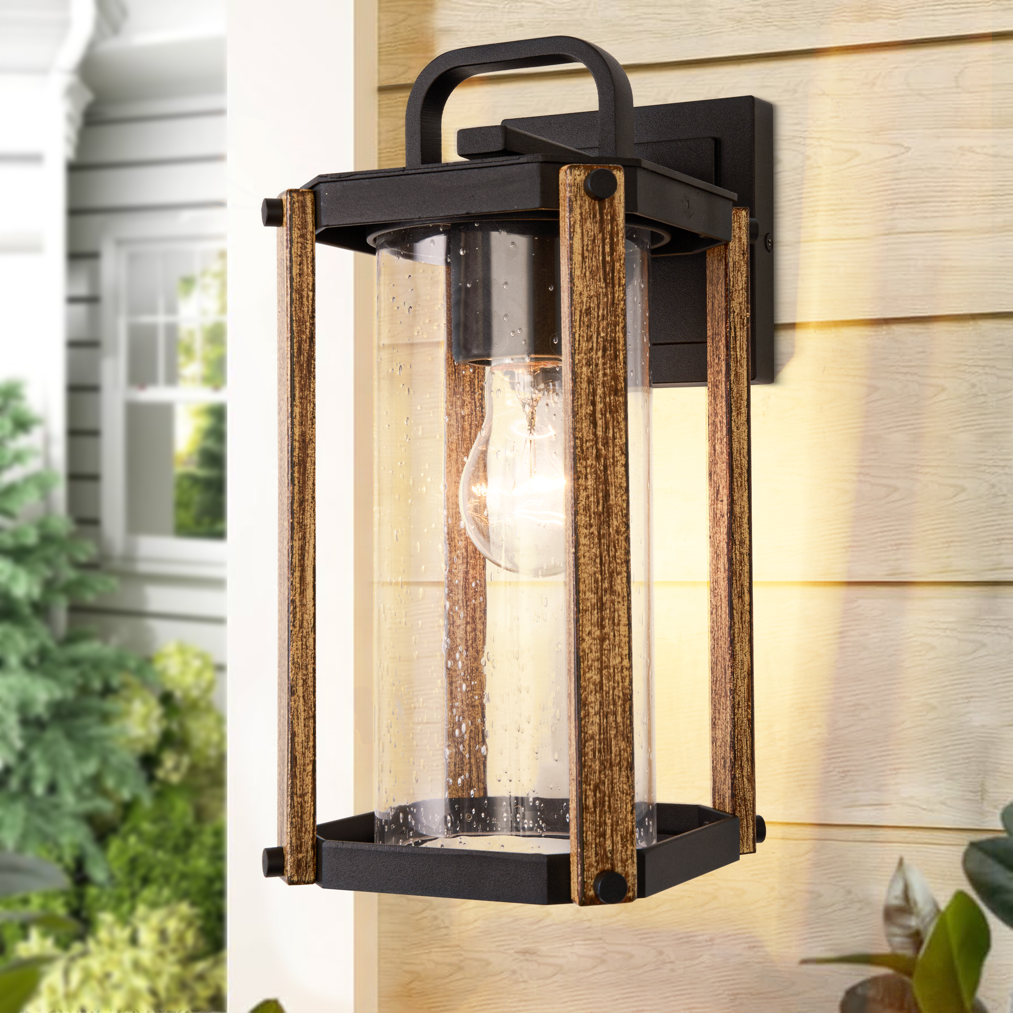 Outdoor Wood Grain Porch Lights for front door yard patio porch