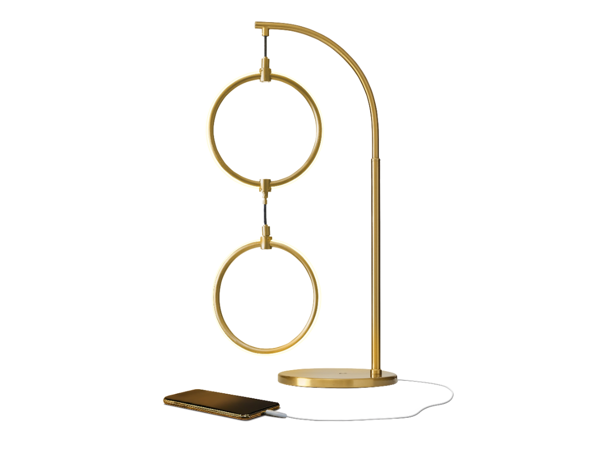 Nova 24" Antique Brass Modern Integrated LED Dimmable Arc Table Lamp