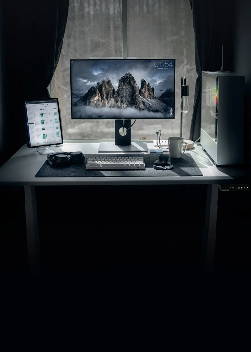 Upright Desks Workstation Stand Desk PRO Hardwood Walnut & Oak