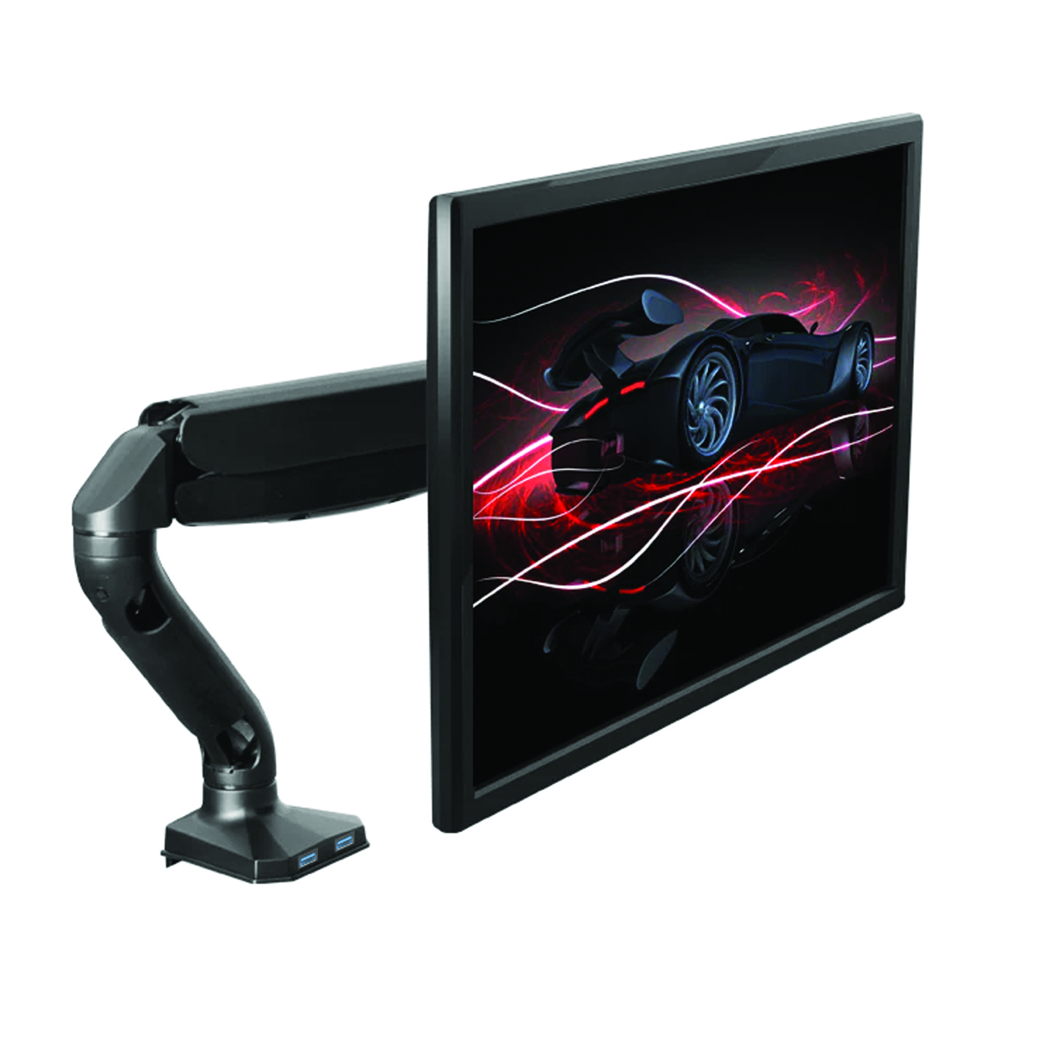 Ergonomic Single Computer Monitor Arm with 2 USB Ports