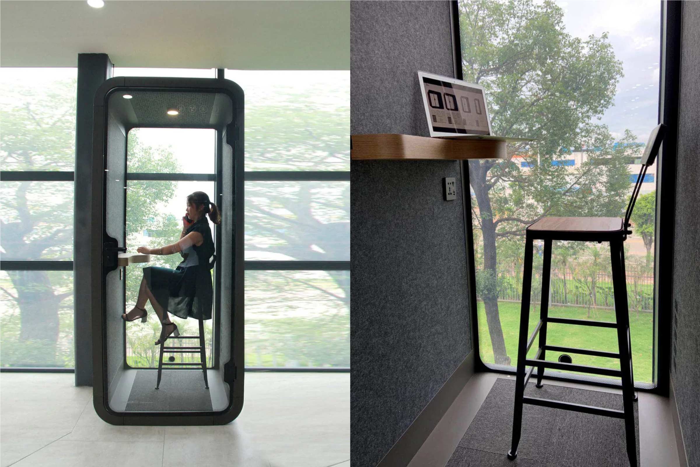 Thinktanks 1 person Pod is an office phone booth for indoors.