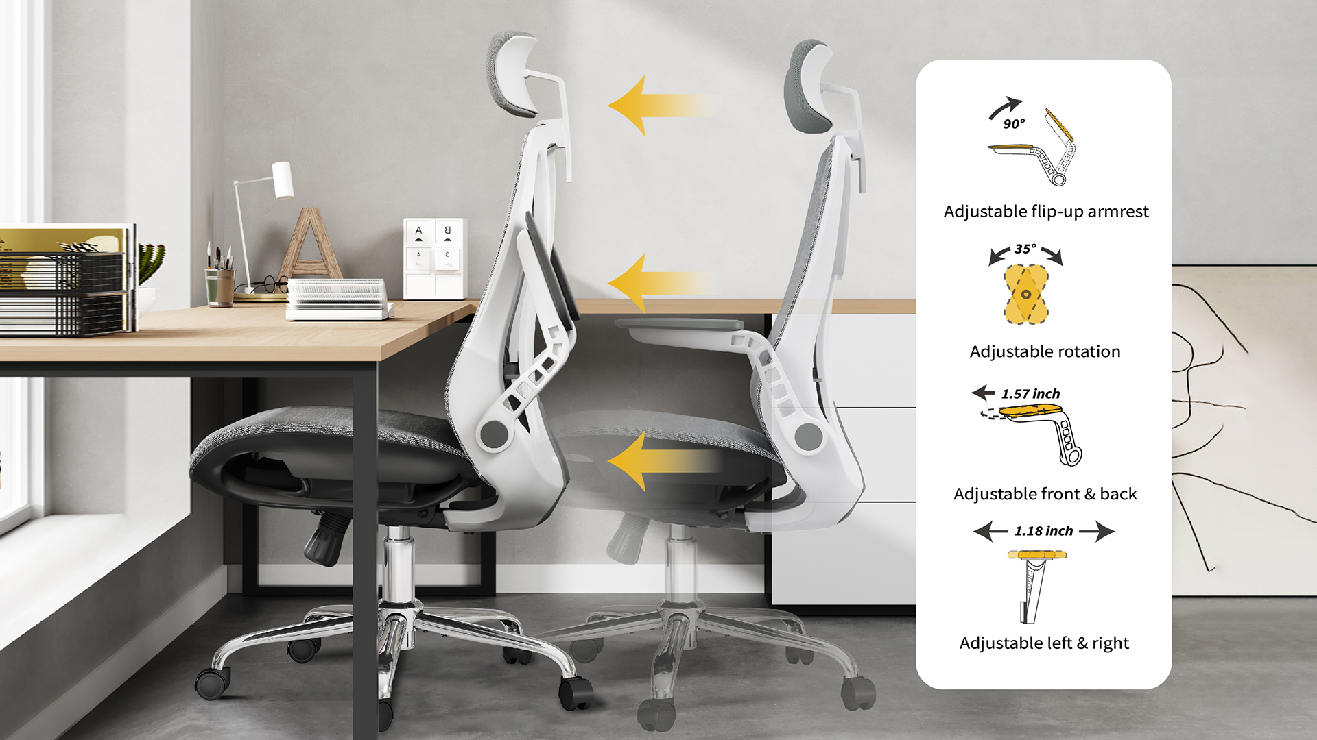 Logicfox Ergonomic Office Chair: Adjustable Breathable Mesh Seat Depth