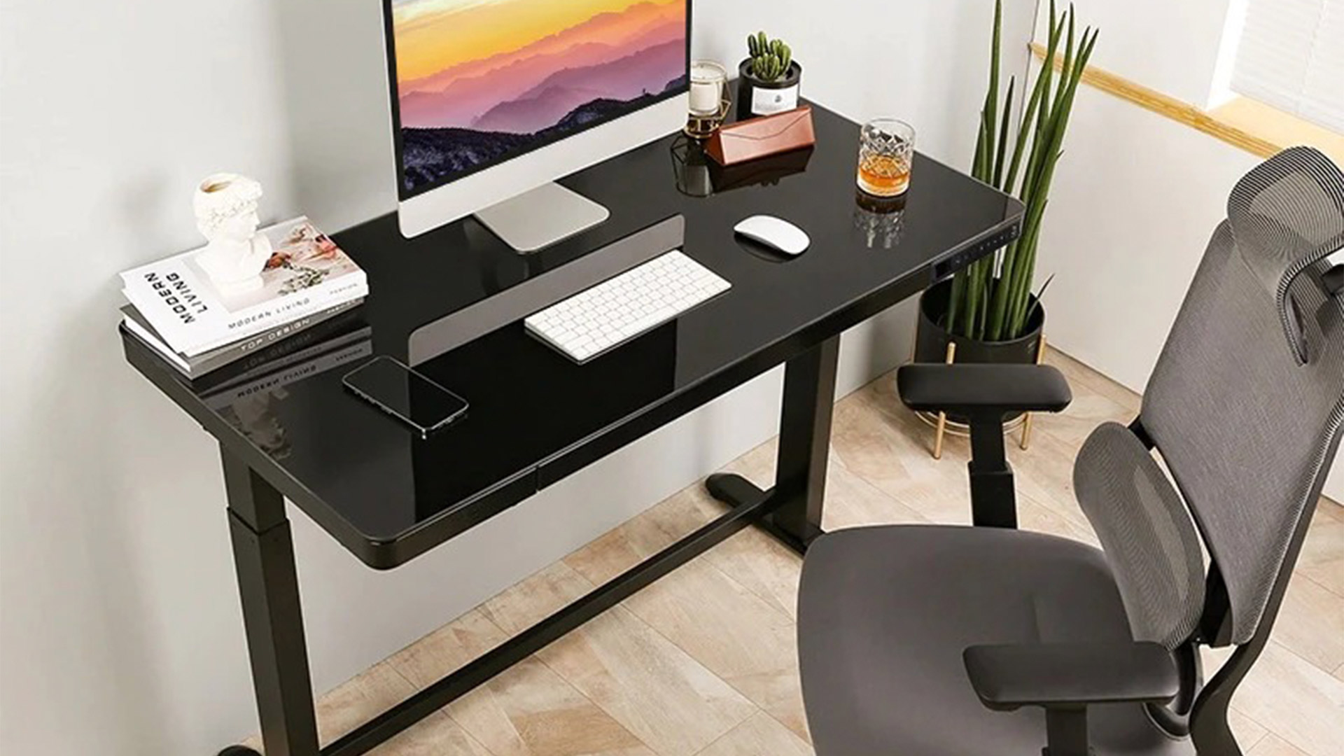 Rise Up Glass Electric Standing Desk 23.7x 45.3” glass desktop