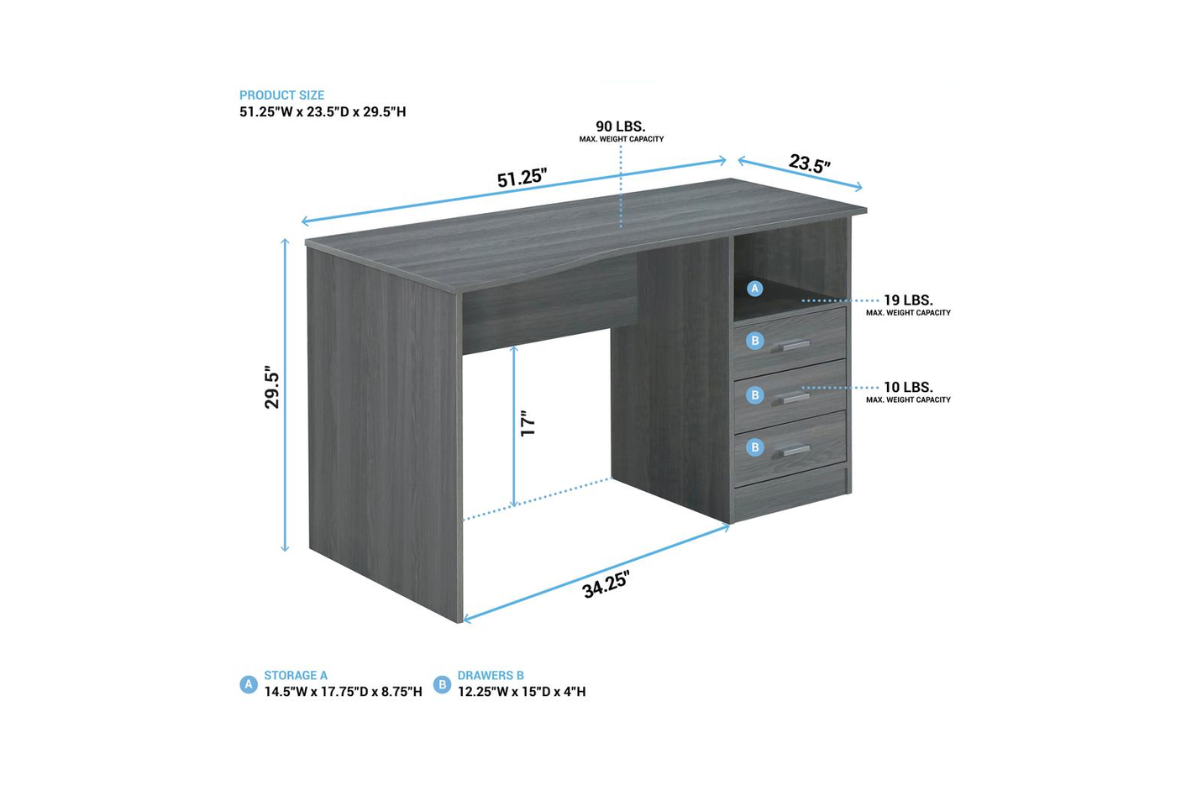 Trio Supply House Classic Computer Desk with Multiple Drawers