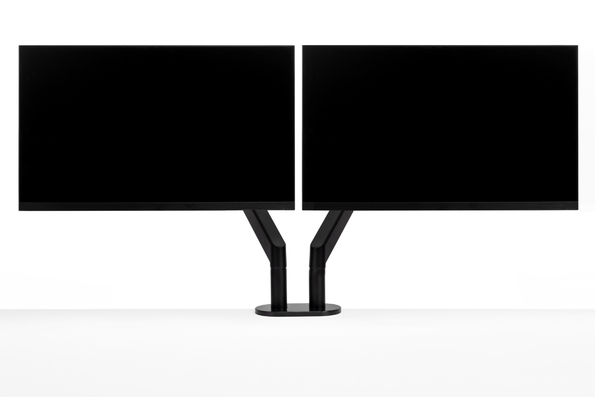 Ergonomic Adjustable Dual-Monitor Arm (Black and White) | burotic