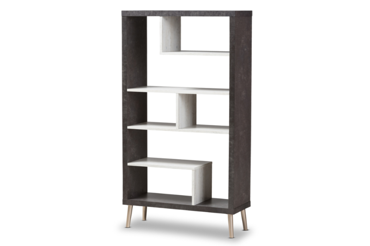Skyline Decor Dark And Light Grey Wood Display Shelf