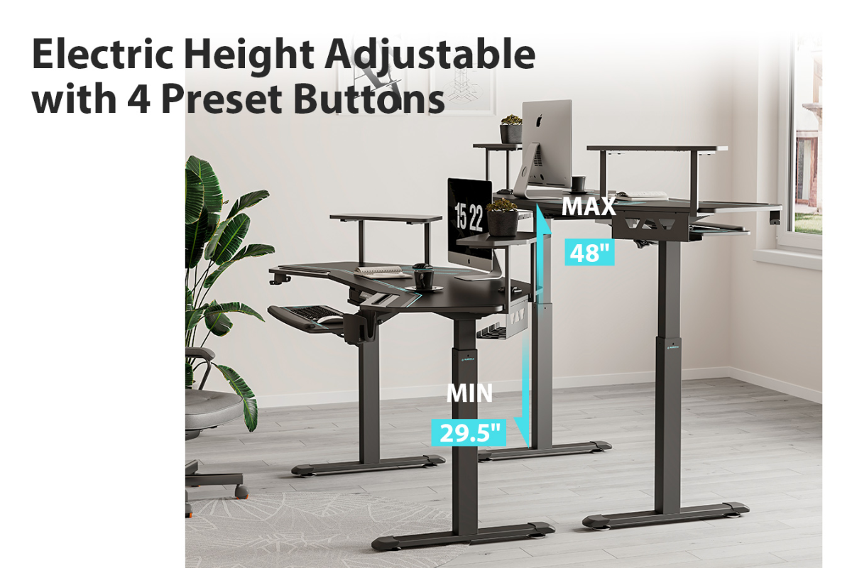 Eureka Electric Standing Desk With Monitor Stand and Keyboard Tray
