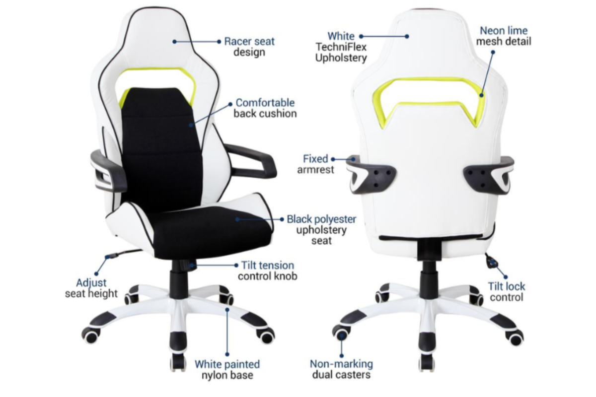 Ergonomic Upholstered Racing Style Home & Office Chair