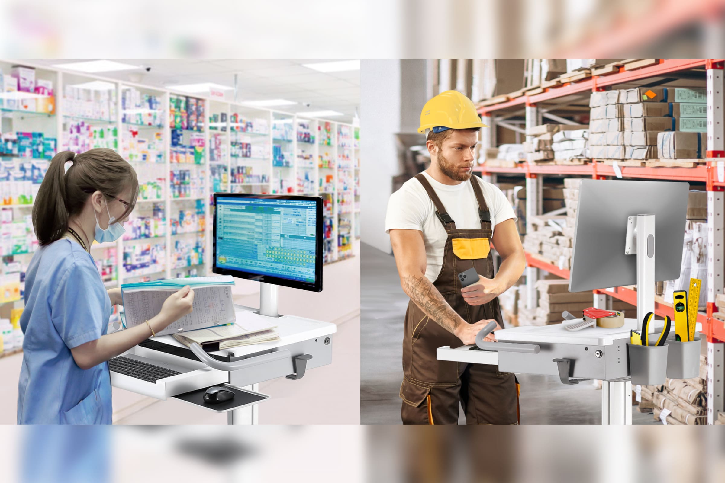 Modernsolid Rolling Computer Cart: Height Adjustable