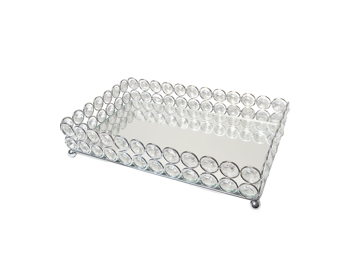 Elipse Crystal and Chrome Mirrored Vanity Tray