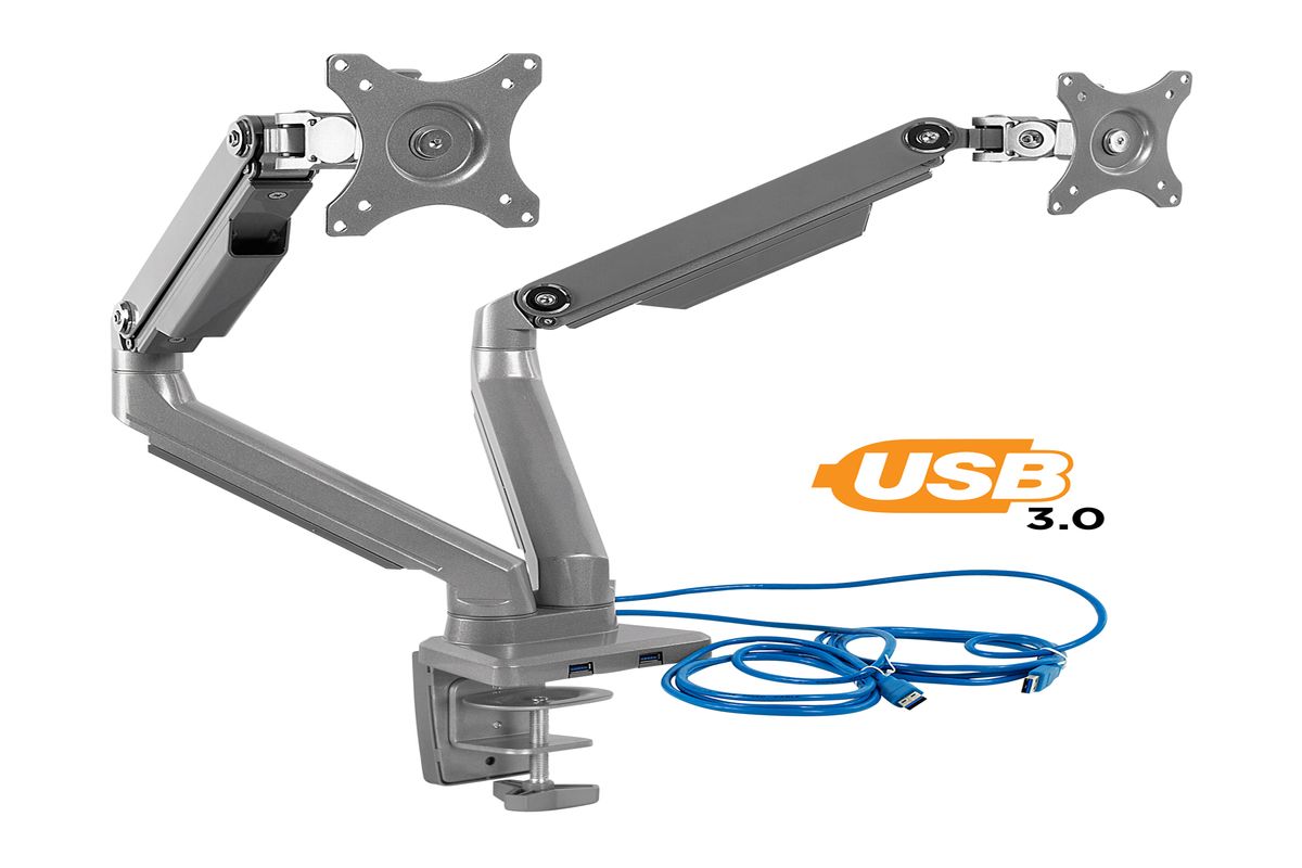 Mount-It! Dual Monitor Desk Mount with USB Ports
