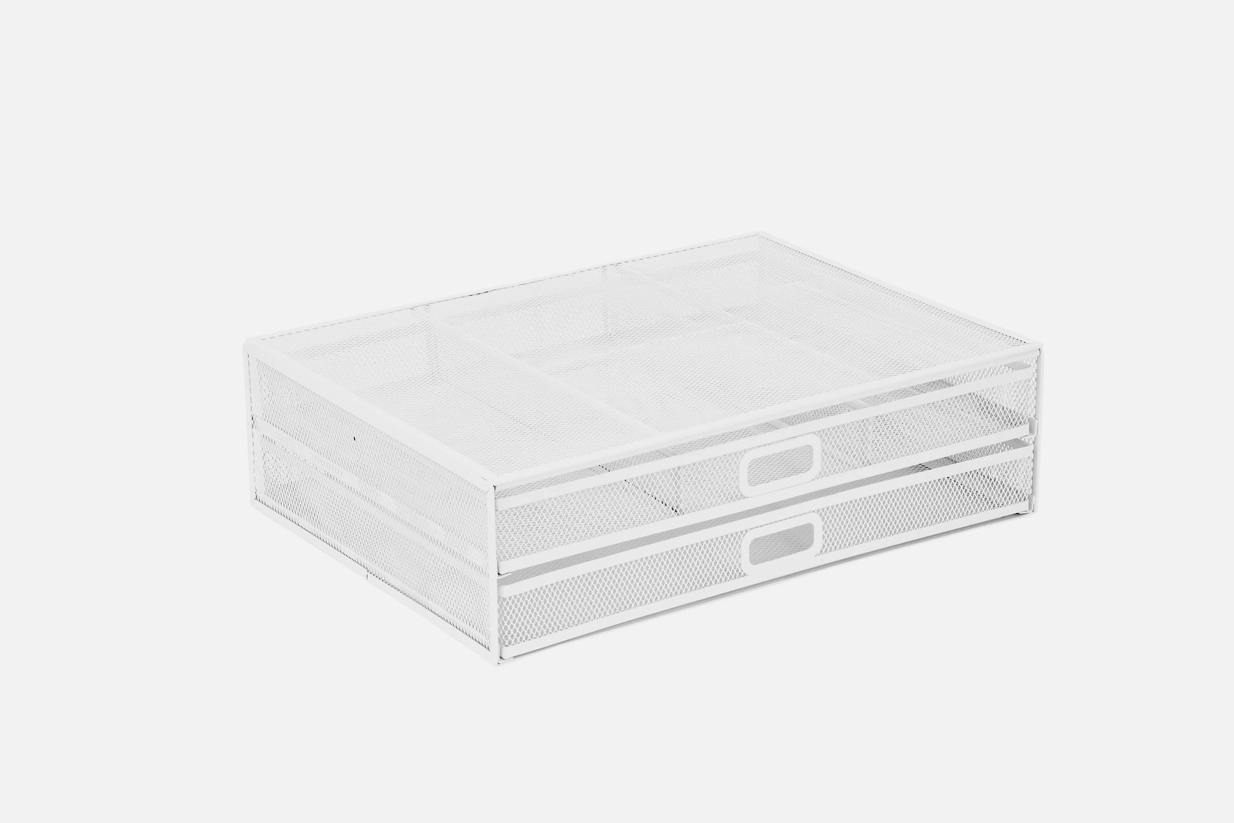 Mount-It! White Mesh Computer Monitor Stand W/ Two Drawers