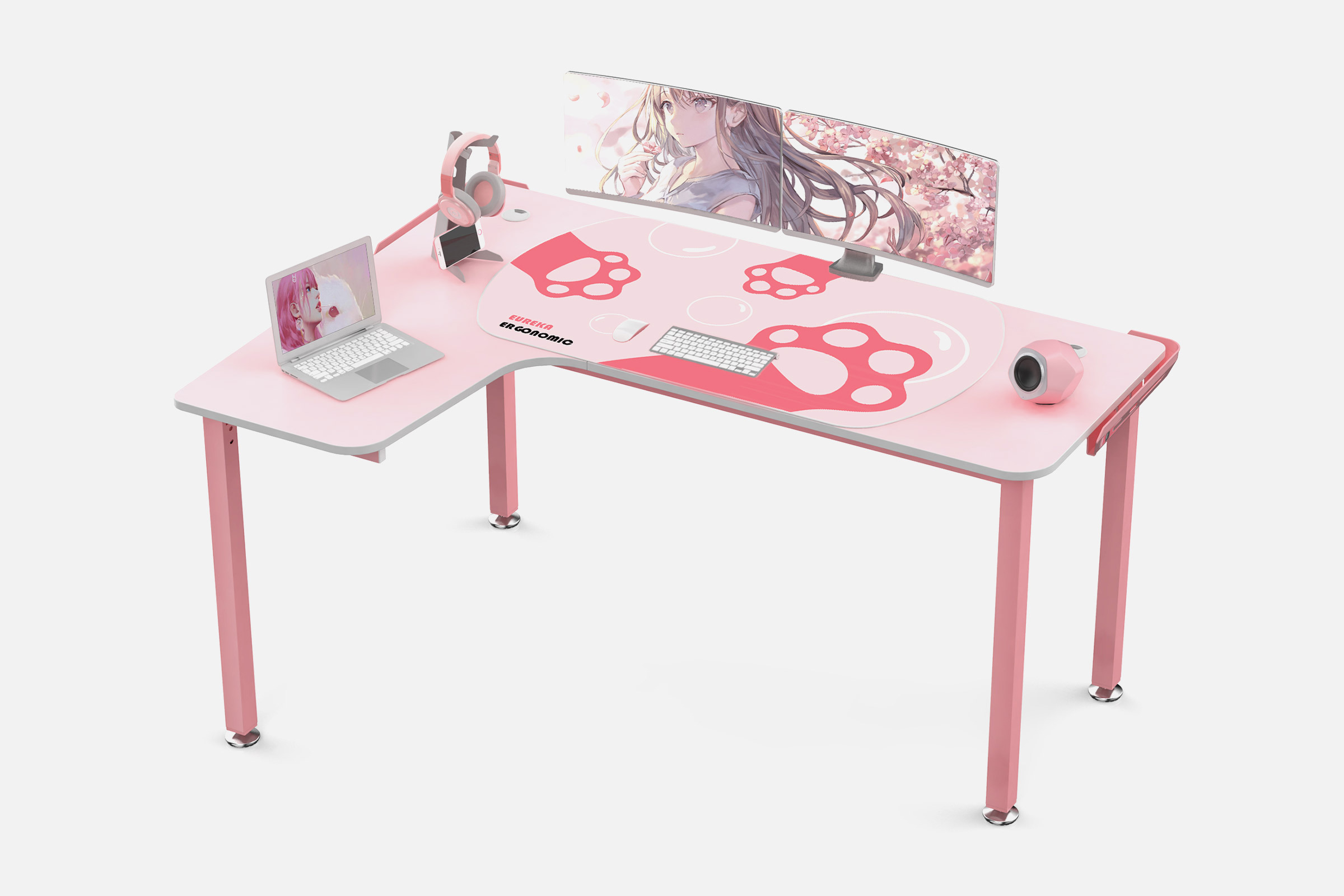 Computer Desk Pink Grey